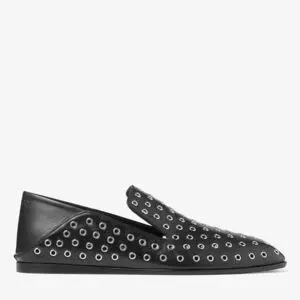JIMMY CHOO Eliot Metallic Nappa Leather Slippers - Black