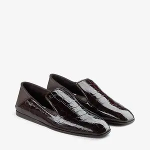 JIMMY CHOO Eliot Croc-embossed Leather Slippers - Sambuco