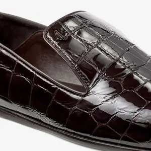 JIMMY CHOO Eliot Croc-embossed Leather Slippers - Sambuco