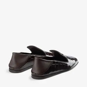 JIMMY CHOO Eliot Croc-embossed Leather Slippers - Sambuco