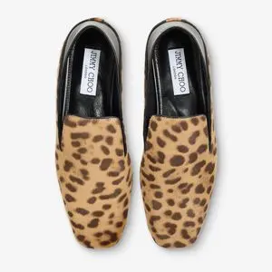 JIMMY CHOO Eliot Leopard Print Pony Leather Slippers - Neutral