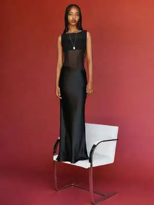 REFORMATION Zelie Silk Gown - Black