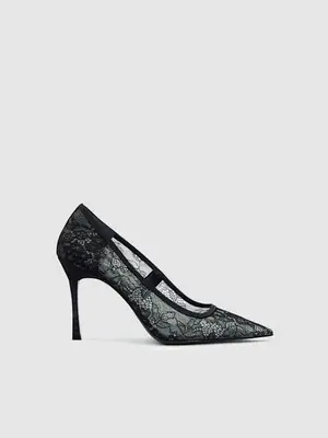 REFORMATION Joelle Heeled Pump Lace - Black