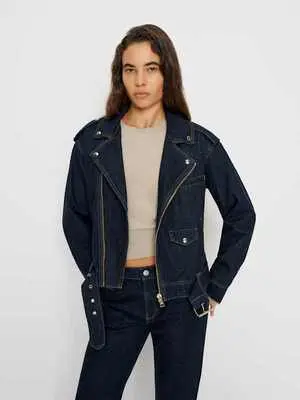 REFORMATION Senna Denim Moto Jacket - Ondine