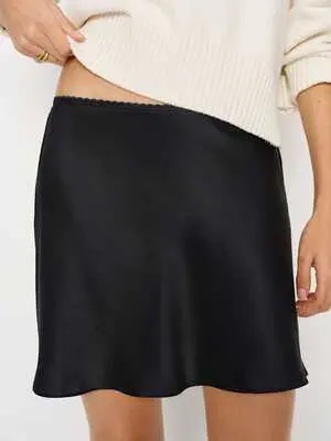 REFORMATION Brandy Silk Mini Skirt - Black