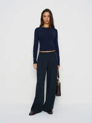 REFORMATION Petites Marion Low Rise Pant - Midnight