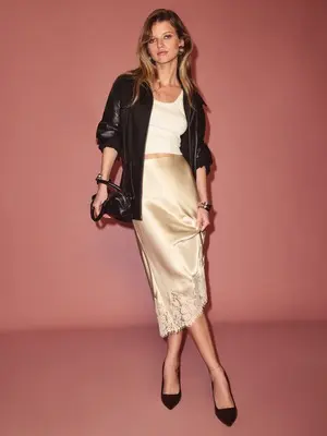 REFORMATION Petites Carolina Silk Skirt - Ivory