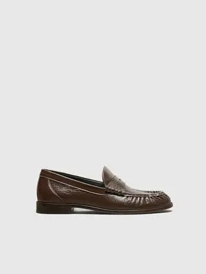 REFORMATION Francine Ruched Loafer - Espresso Crinkle Patent