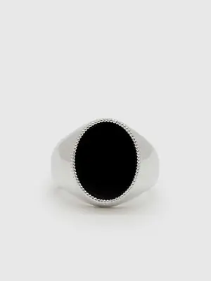 Women's Black Silver Rings