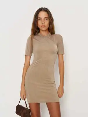 REFORMATION Lotus Knit Mini Dress - Brown