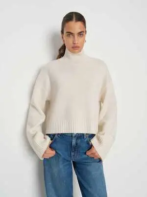 REFORMATION March Regenerative Wool Cropped Turtleneck - Ivory
