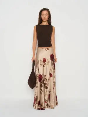 REFORMATION Sera Silk Maxi Skirt - Natural