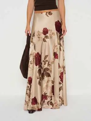 REFORMATION Sera Silk Maxi Skirt - Natural