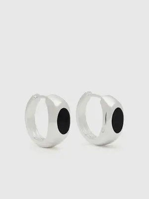 REFORMATION Mabel Onyx Earrings - Silver Onyx