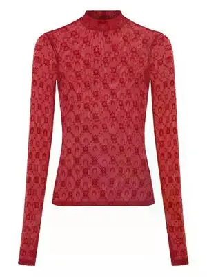 MARINE SERRE Moonogram High-neck Mesh Top - Red