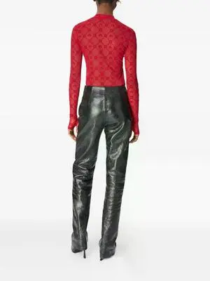 MARINE SERRE Moonogram High-neck Mesh Top - Red