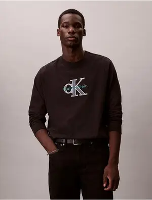 Calvin Klein Monologo Long Sleeve Tee - Black