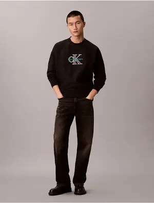 Calvin Klein Premium Terry Monologo Relaxed Sweatshirt - Black