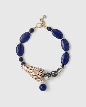 RAT & BOA Eros Natural Cone Shell Necklace - Blue