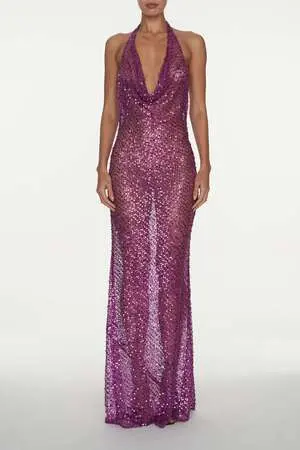 RAT & BOA Sequin Embellished Knit Mermaid Gown