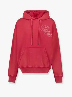 Off White Cotton Hooded Sweatshirt