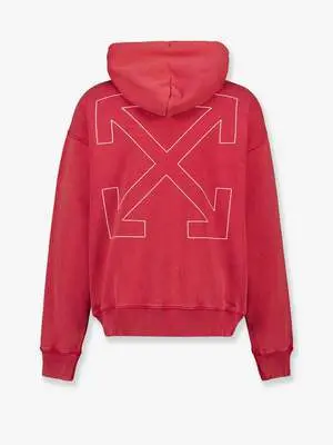 Off White Cotton Hooded Sweatshirt