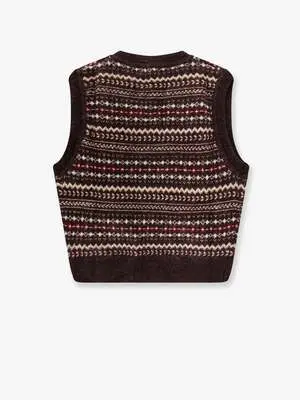 DUNST Patterned Knit Vest - Brown