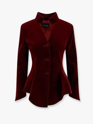 ACTUALEE Velvet Blazer - Red