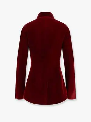 ACTUALEE Velvet Blazer - Red