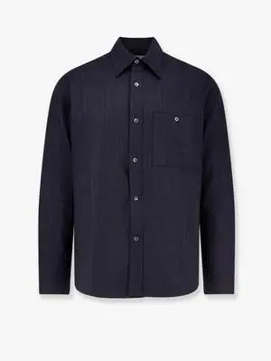 TONYWACK Wool Blend Striped Shirt - Blue