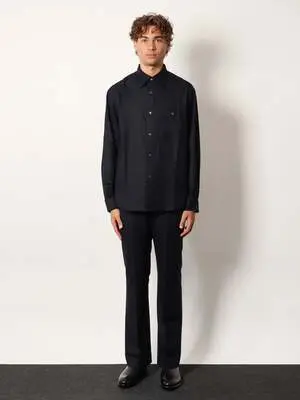 TONYWACK Wool Blend Striped Shirt - Blue