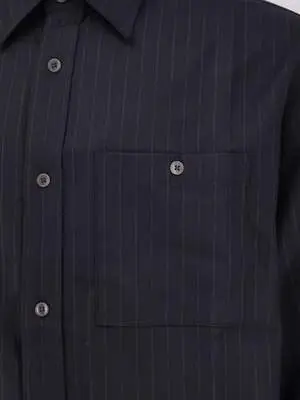 TONYWACK Wool Blend Striped Shirt - Blue
