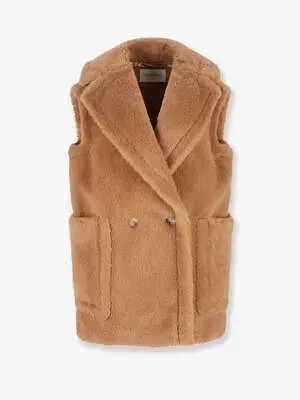 Max Mara Camel And Silk Sleeveless Coat