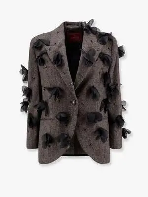 STELLA MAXWELL X MARELLA Wool Blend Blazer With Floral Embellishments