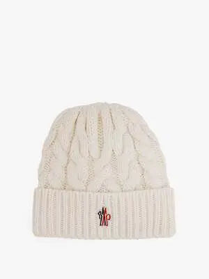 Moncler Virgin Wool Beanie Hat - White