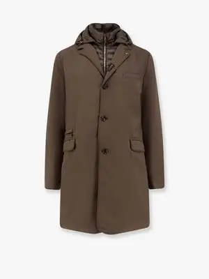 MOORER Padded Nylon Coat - Brown