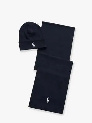 Polo Ralph Lauren Cotton Hat And Scarf Set - Blue
