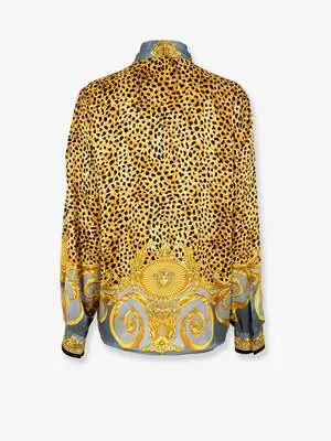 Versace Cheetah Foulard Lavallière Silk Shirt - Multicolor