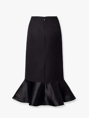 Fendi Grain De Poudre Wool Midi Skirt - Bllack