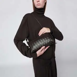 Bottega Veneta Double Patch Leather And Intrecciato Bag - Brown