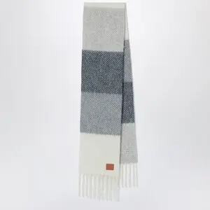 Loewe Checkered Wool And Alpaca Blend Scarf - Grey