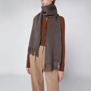 Max Mara Wool Scarf In Dove Grey - White