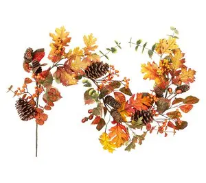 NORTHLIGHT Leaves & Pinecone Harvest Garland 5' Unlit - One-color