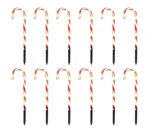 JOYFY 16' Christmas Candy Cane Pathway Markers Lights 12pc - One-color