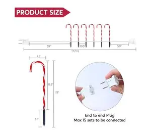 JOYFY 16' Christmas Candy Cane Pathway Markers Lights 12pc
