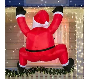 JOYFY 6ft Hanging Christmas Inflatable Climbing Santa