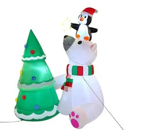 JOYFY 6ft Christmas Polar Bear Penguin & Xmas T Ree Inflatable - One-color