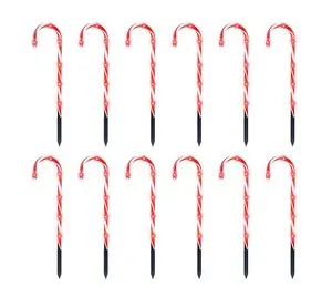 JOYFY 17' Christmas Candy Cane Pathway Markers Lights 12-pack - One-color