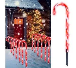JOYFY 17' Christmas Candy Cane Pathway Markers Lights 12-pack