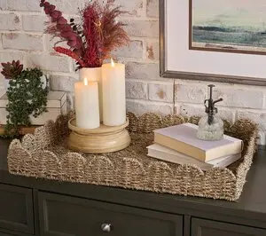 SIMPLY STUNNING BY JANINE GRAFF As Is Simply Stunning 26' Woven Scalloped Basket Tray - One-color